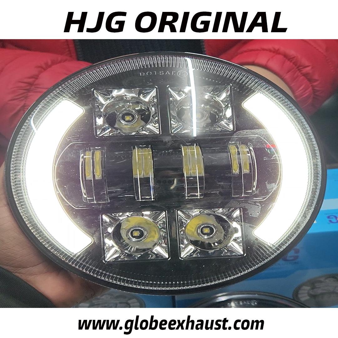 8 Lens Cut Ring Headlight (Amber & White Ring) For Royal Enfield Class