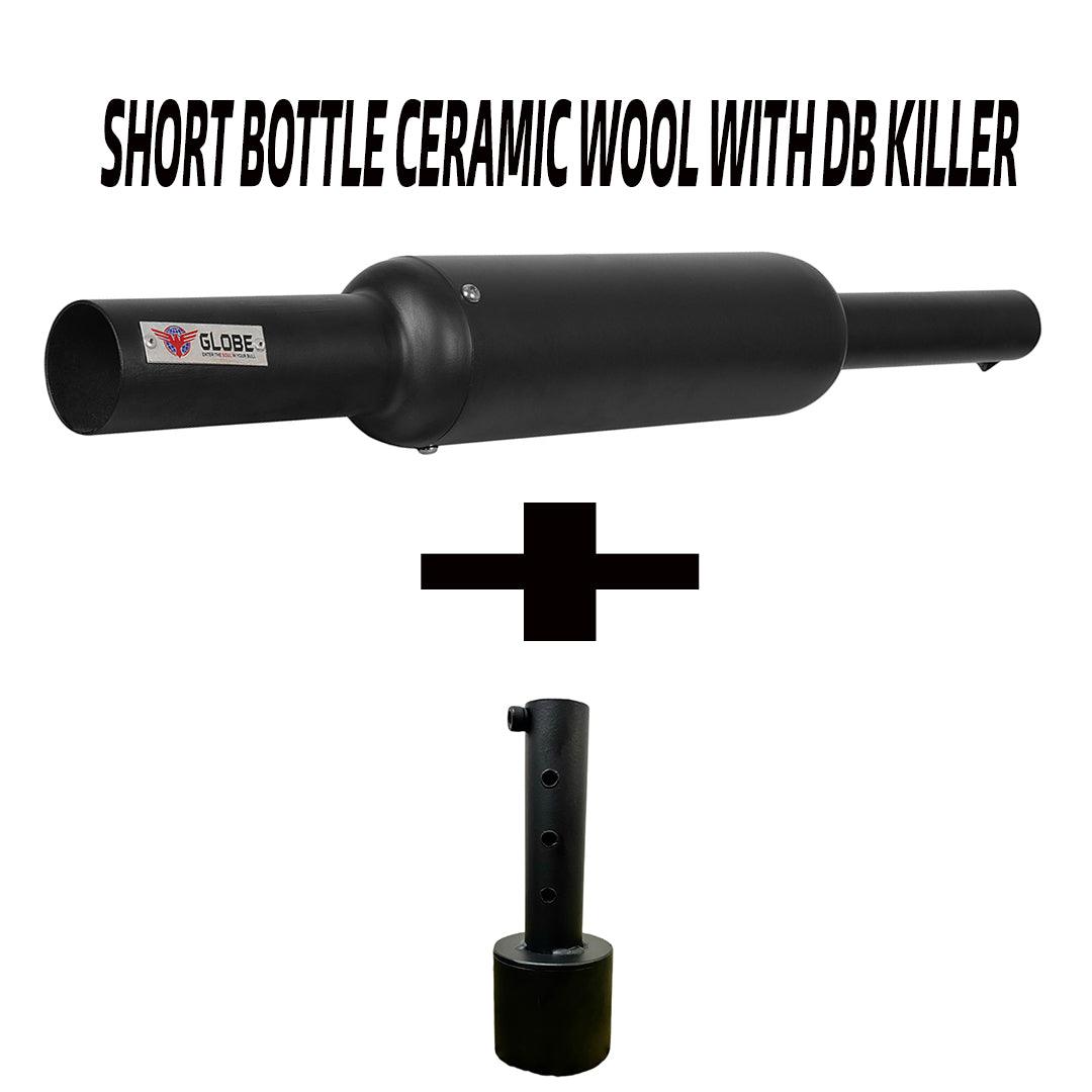 Short Bottle With Ceramic Wool Black With DB Killer For Royal Enfield