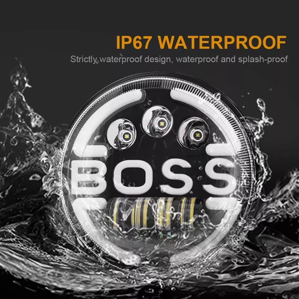 HJG 7 Inch 110W BOSS LED Headlight For Royal Enfield, Mahindra Thar, J